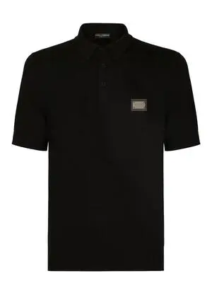 Dolce & Gabbana Logo-tag Wool Polo Shirt - Black