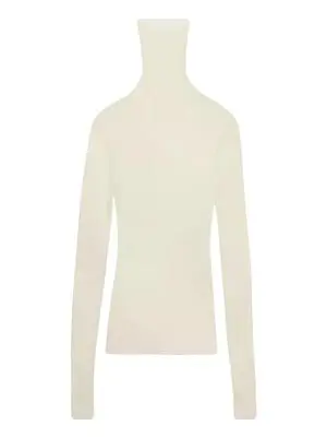 AMI Paris Roll-neck Ribbed Knit Sweater - Neutrals