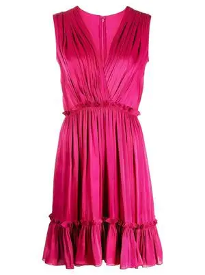 Costarellos V-neck Flared Minidress - Purple
