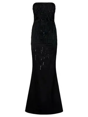 ROOM76 Crystal-embellished Satin Gown - Black