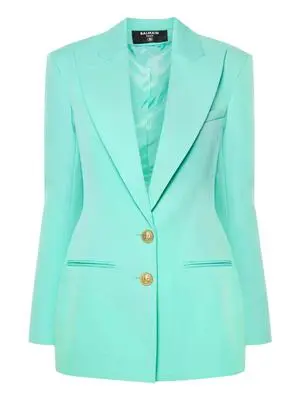 Balmain Virgin Wool Single-breasted Blazer - Blue