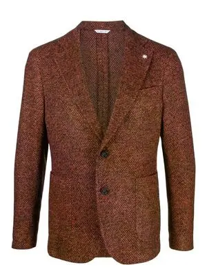 MANUEL RITZ Enamel-detail Single-breasted Blazer - Orange