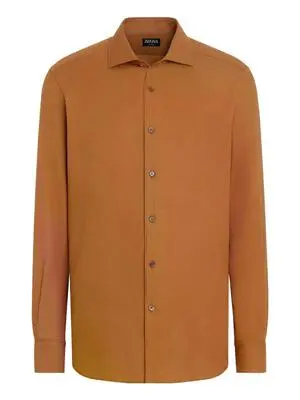 Zegna Cashco Cotton-cashmere Shirt - Orange