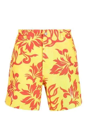 ERL Graphic-print Cotton Shorts - Yellow