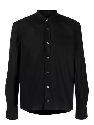 Raf Simons Logo-patch Long-sleeve Cotton Shirt - Black
