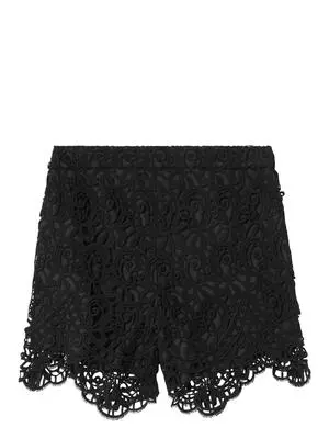 Burberry High-waisted Macramé Lace Shorts - Black
