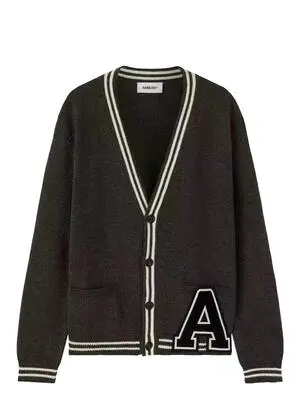 AMBUSH Monogram-appliqué Wool Cardigan - Green