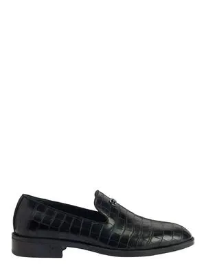 GIUSEPPE ZANOTTI Imrham Crocodile-effect Loafers - Black