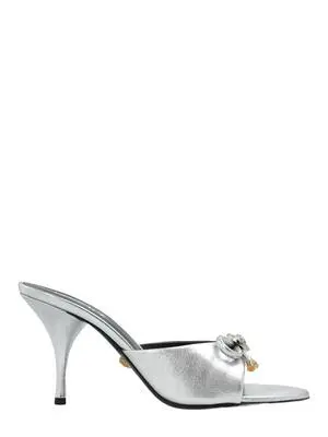 Versace Versace Opera Bow Metallic Heeled Mules Silver