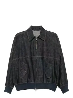 Brunello Cucinelli Denim Bomber Jacket - Blue