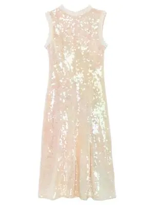 SELF-PORTRAIT Sequin Pearl-trim Midi Dress - Neutrals