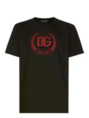 Dolce & Gabbana Embroidered-logo Cotton T-shirt - Black