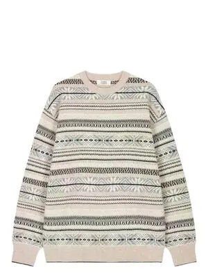 STUDIO TOMBOY Patterned Crew Neck Sweater - Neutrals