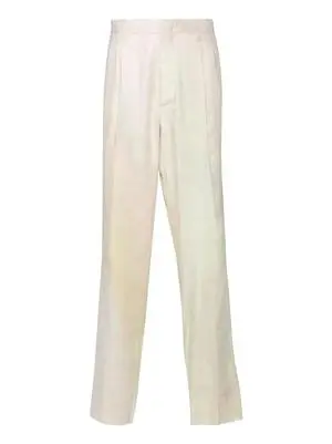 LARDINI Linen-blend Tapered Trousers - Neutrals