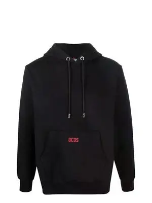 Gcds Logo Drawstring Hoodie - Black