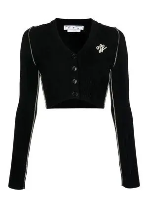 Off-White Outline Cropped Cardigan - Black