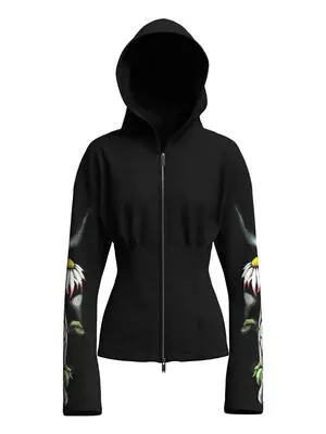 MARGHERITA MACCAPANI Floral-print Zip-up Hoodie - Black