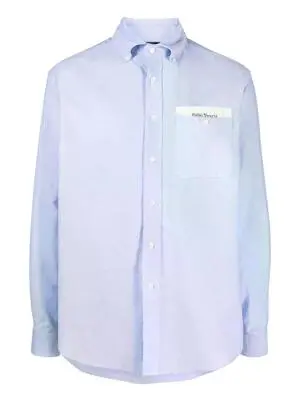 Palm Angels Sartorial-tape Cotton Shirt - Blue