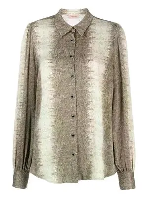 TWINSET Lizard Skin Effect Button-up Shirt - Neutrals