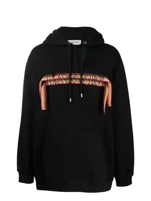 LANVIN Oversized Logo-appliqué Hoodie - Black