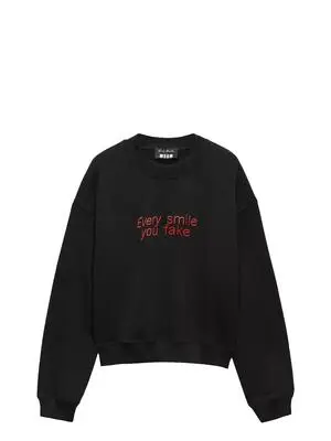 MSGM Slogan-embroidered Sweatshirt - Black