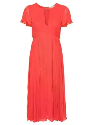 Michael Kors Pleated Midi Dress - Red