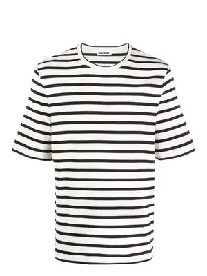 JIL SANDER Stripe-print Short-sleeved T-shirt - Neutrals