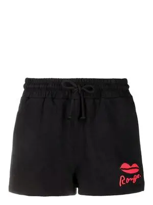 Sonia Rykiel Paris Rouge-print Track Shorts - Black