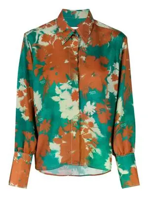 Maison Kitsuné Floral-print Spread-collar Shirt - Multicolour