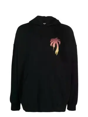 Palm Angels I Love Pa-print Cotton Hoodie - Black