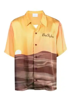 BLUE SKY INN Landscape-print Short-sleeve Shirt - Orange