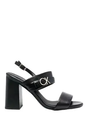 Calvin Klein 100mm Logo-plaque Leather Sandals - Black