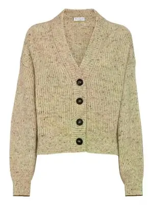 Brunello Cucinelli Mélange Wool-blend Cardigan - Neutrals