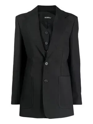 Goen.j Notched-lapels Single-breasted Blazer - Black