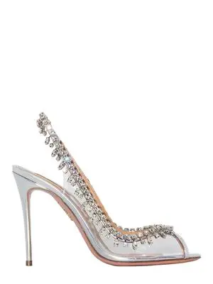 AQUAZZURA Temptation 105mm Crystal-embellished Slingback Sandals - Silver