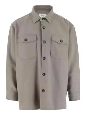 AMI Paris Spread-collar Wool-blend Shirt Jacket - Neutrals