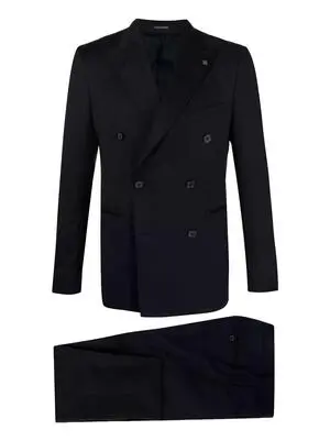 Tagliatore Fitted Double-breasted Suit - Blue
