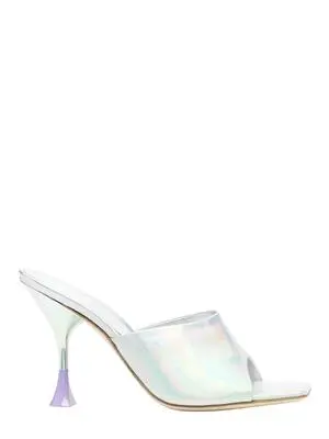 3JUIN Leather Heeled Sandals - Silver