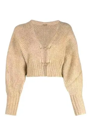 Cult Gaia Casella Ribbed-knit Cropped Cardigan - Neutrals