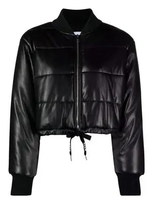 MSGM Padded Cropped Faux-leather Jacket - Black