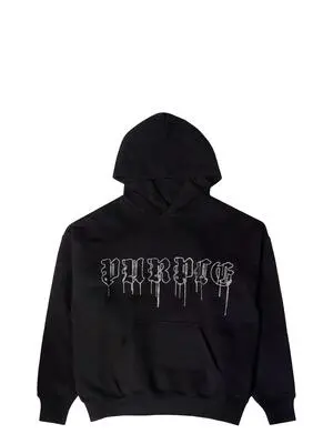 PURPLE BRAND Crystal Embellished Gothic Drip Hoodie - Black