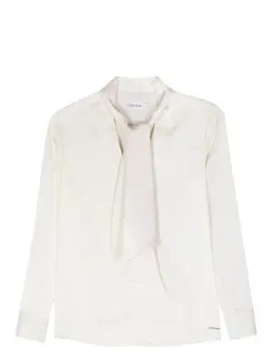 Calvin Klein Pussy-bow Collar Satin Blouse - Neutrals