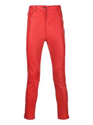 ROMEO HUNTE Slim-fit Leather Trousers - Red