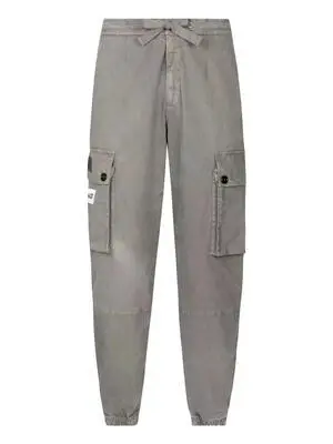 Dolce & Gabbana Cotton Cargo Trousers With Logo Patch - Grey