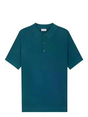 FURSAC Moss Stitch Polo Shirt - Blue