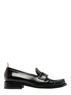 Thom Browne Rwb-tab Leather Penny Loafers - Black