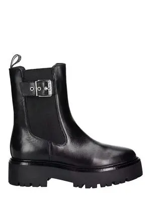 Karl Lagerfeld Buckled Leather Chelsea Boots - Black