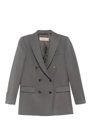BLANCA VITA Double-breasted Flannel Blazer - Grey