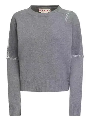 Marni Whipstitch-trim Virgin Wool-silk Sweater - Grey