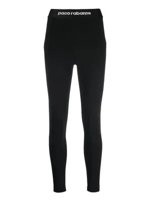 Rabanne Logo-waistband High-waisted Leggings - Black